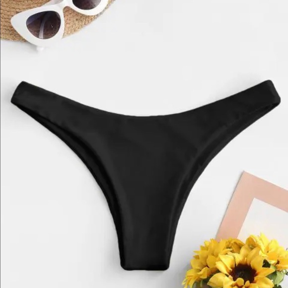 Zaful Swim Zaful Scrunch Butt Thong Bikini Bottom Black Xl Poshmark